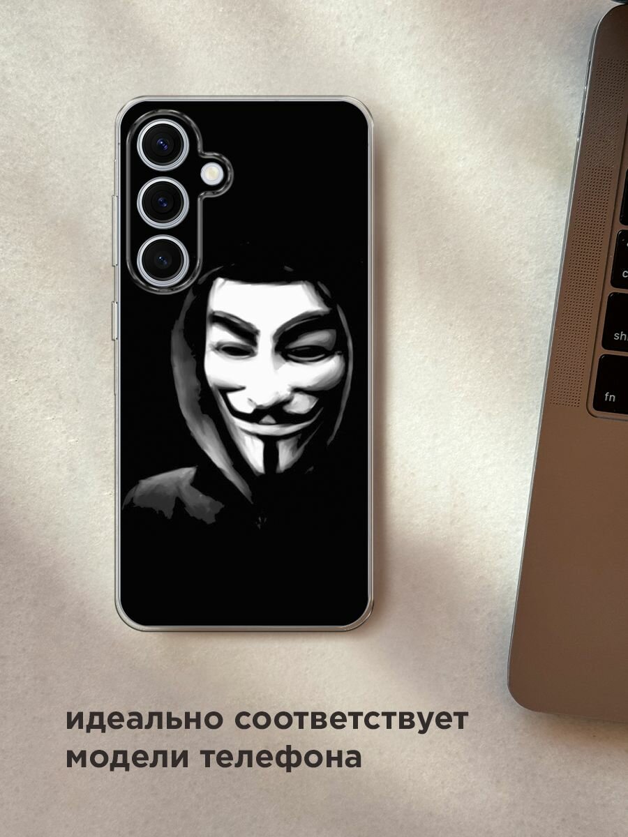 Чехол на Samsung Galaxy S24 FE 5G / Самсунг S24 FE с принтом "Анонимус" — фото 1