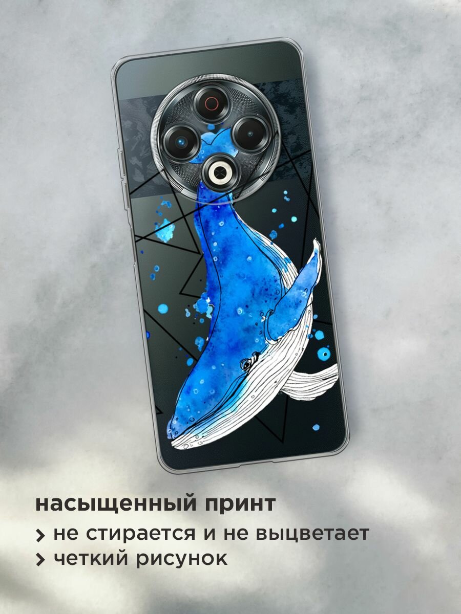 Чехол на Tecno Spark 30 / Текно Спарк 30 с принтом "Кит графика", прозрачный — фото 1