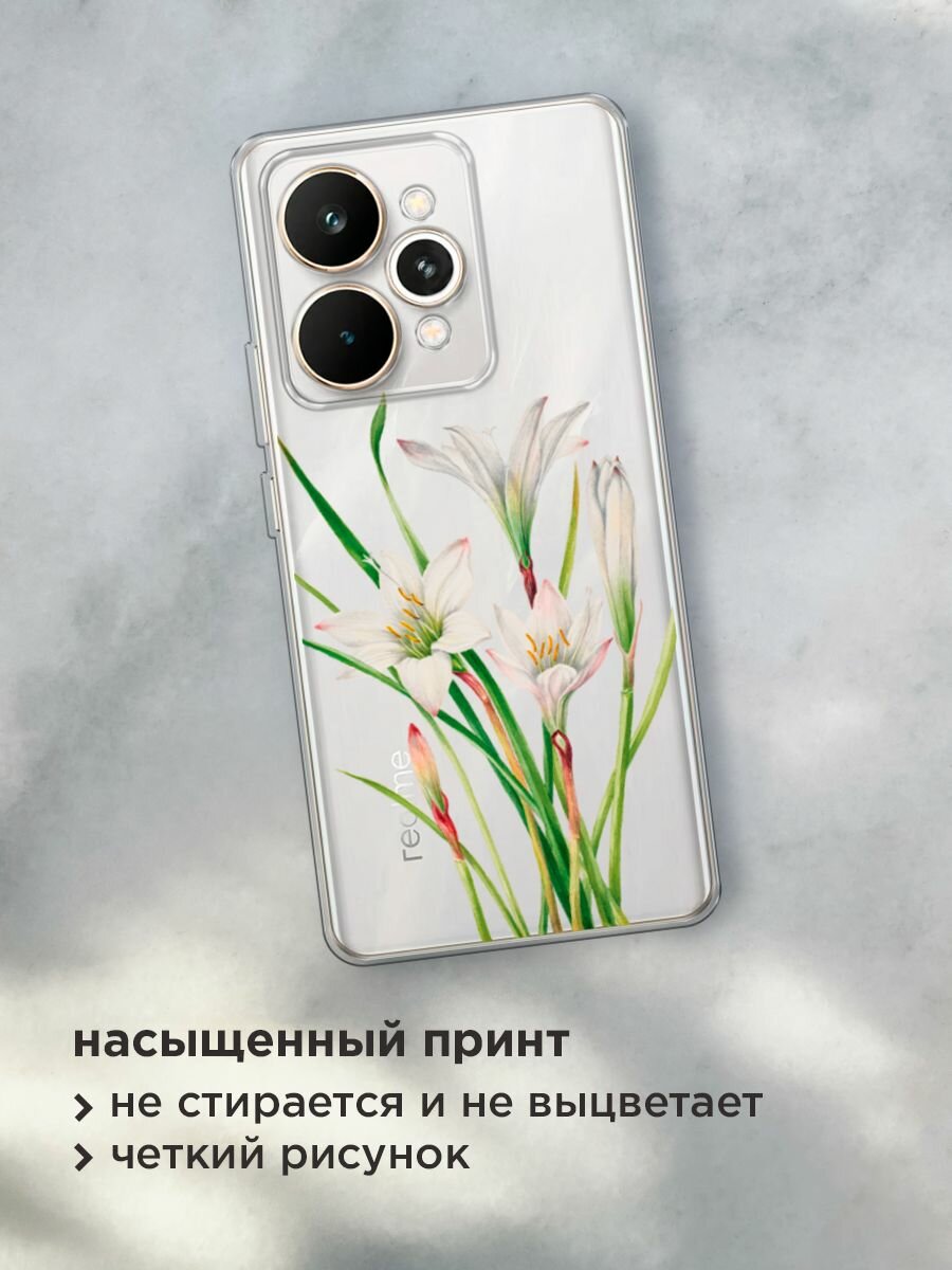 Чехол на Realme 15 Pro / Реалми 15 Про с принтом "White lily", прозрачный — фото 1