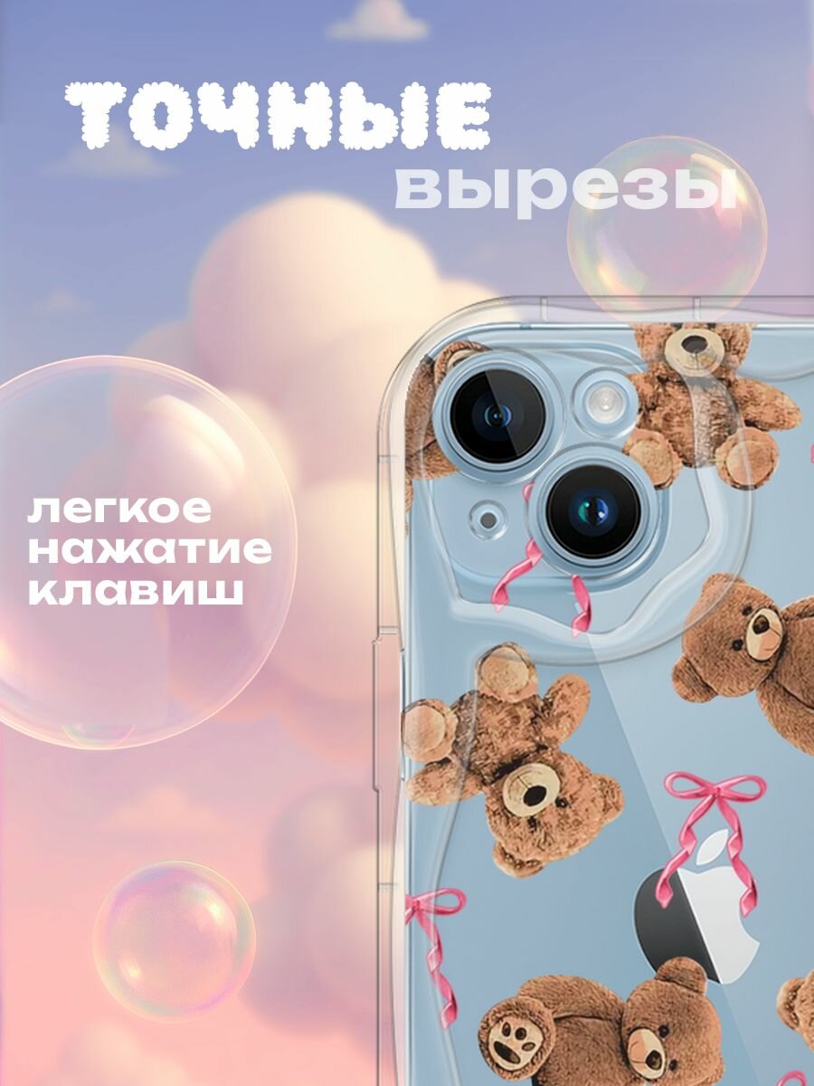 Чехол на Apple iPhone 14 / Айфон 14 с принтом "Мишки и бантики" — фото 1