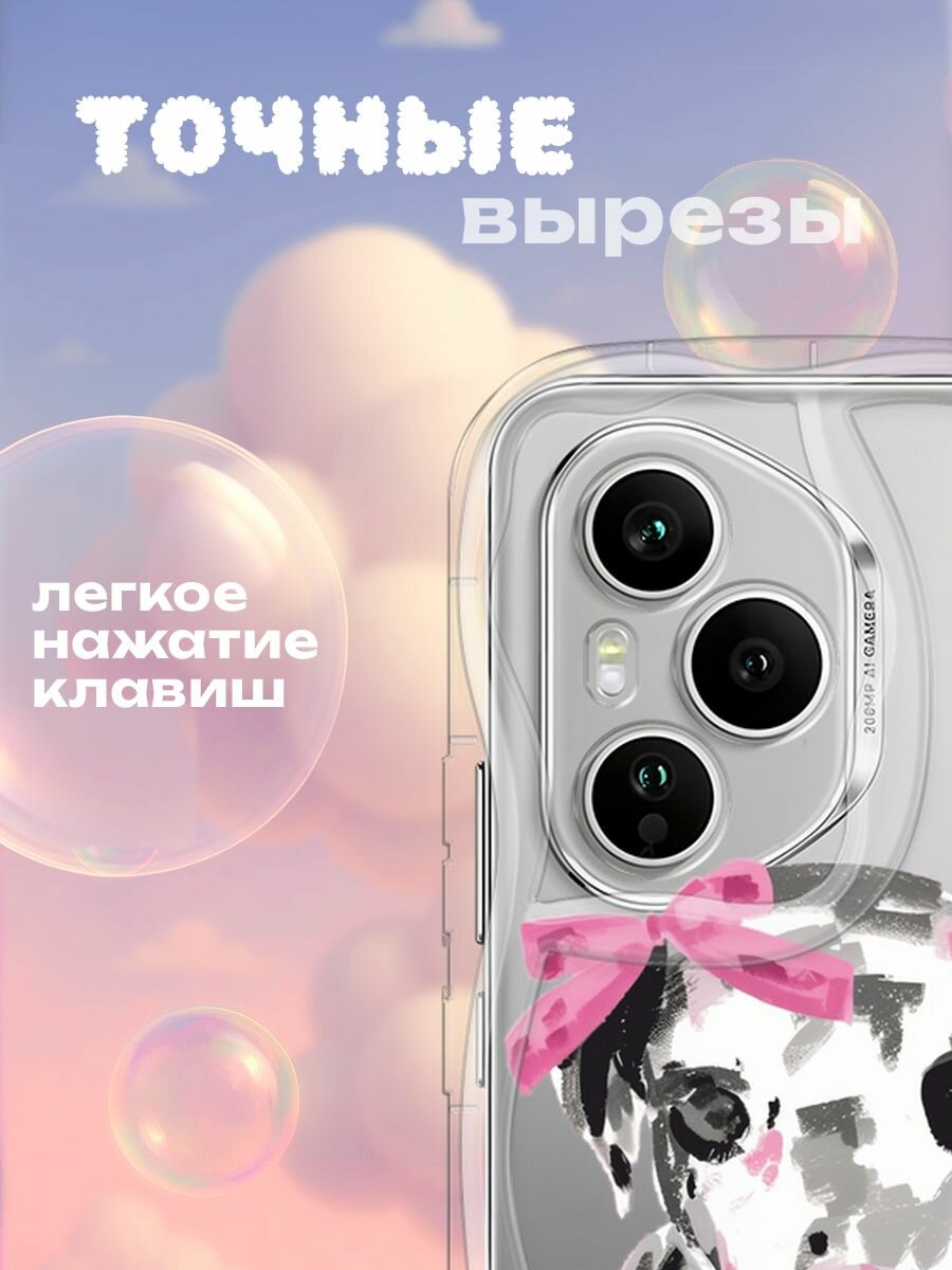 Чехол на Honor 400 Pro / Хонор 400 Pro с принтом "Далматинец с бантиком 3" — фото 1