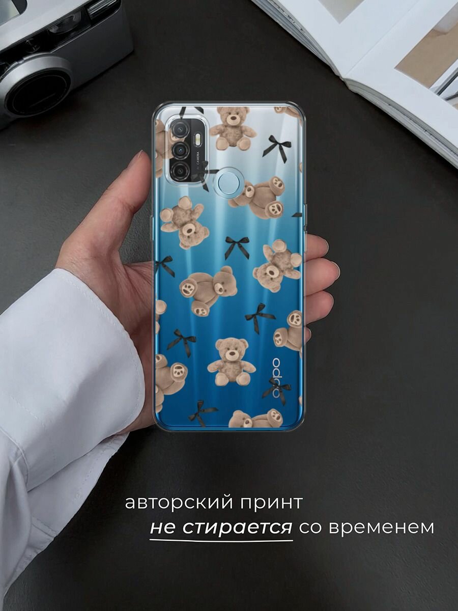 Чехол на Oppo A53 / Оппо А53 с принтом "Плюшовые мишки 2", прозрачный — фото 1
