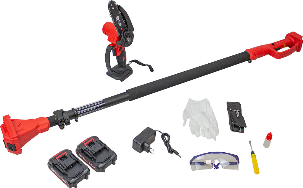 Мини-пила цепная аккумуляторная с удлинителем-штангой EDON UNS-21/6 Combo