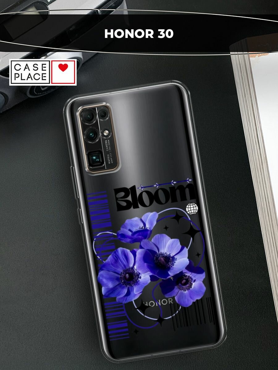 Чехол на Honor 30 / Хонор 30 с принтом "Завораживающие анемоны", прозрачный