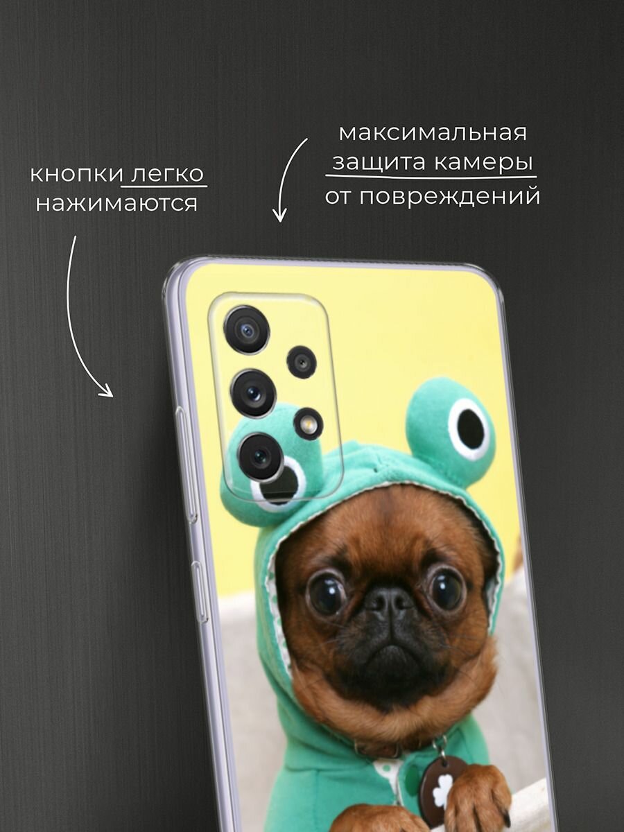 Чехол на Samsung Galaxy A73 / Самсунг Галакси А73 с принтом "Собачка в шапке лягушки" — фото 1