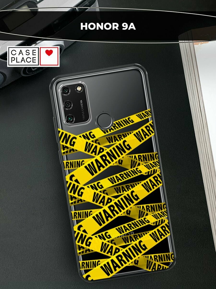 Чехол на Honor 9A / Хонор 9А с принтом "Warning!", прозрачный