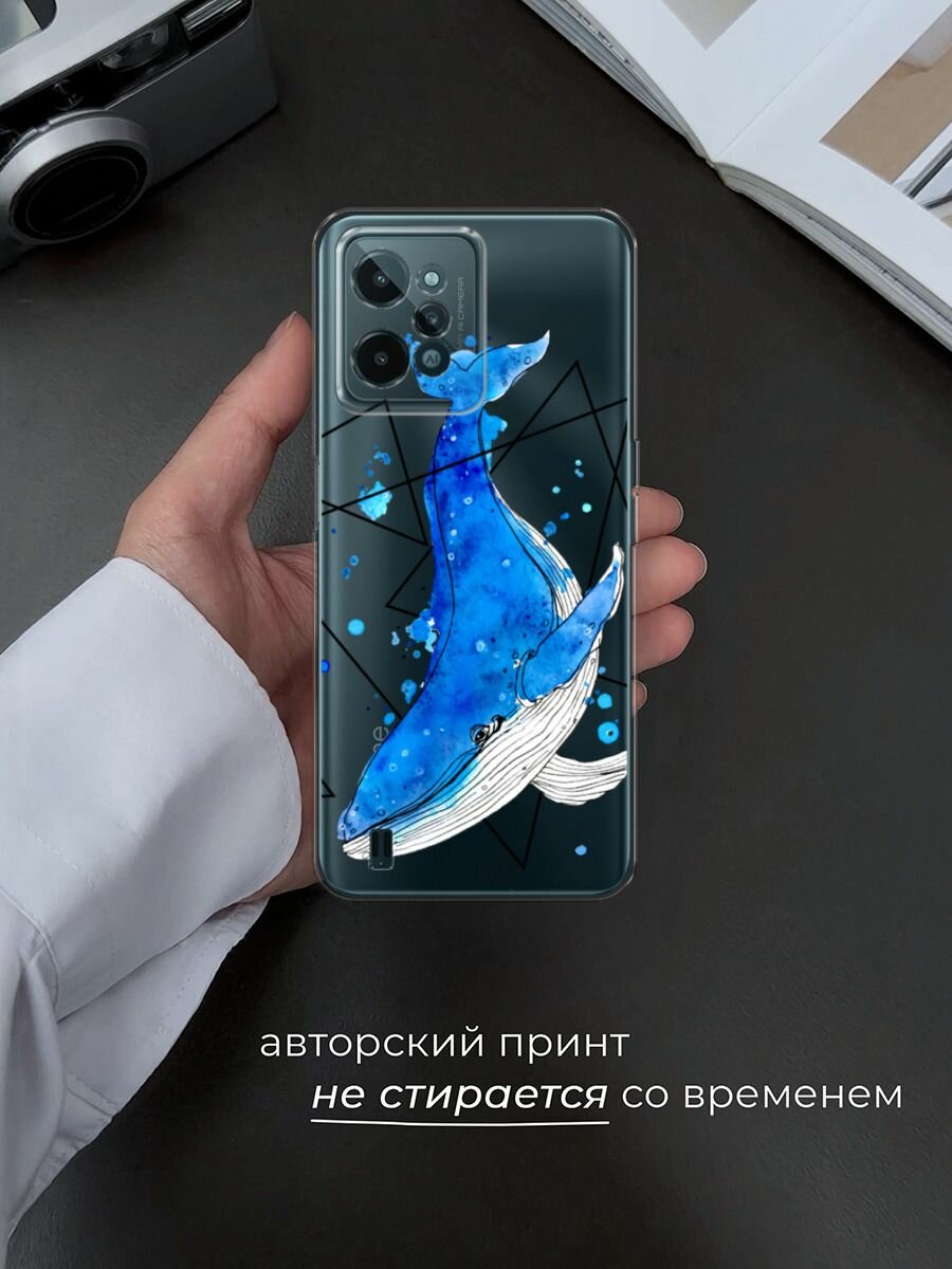 Чехол на Realme C31 / Реалми C31 с принтом "Кит графика", прозрачный — фото 1