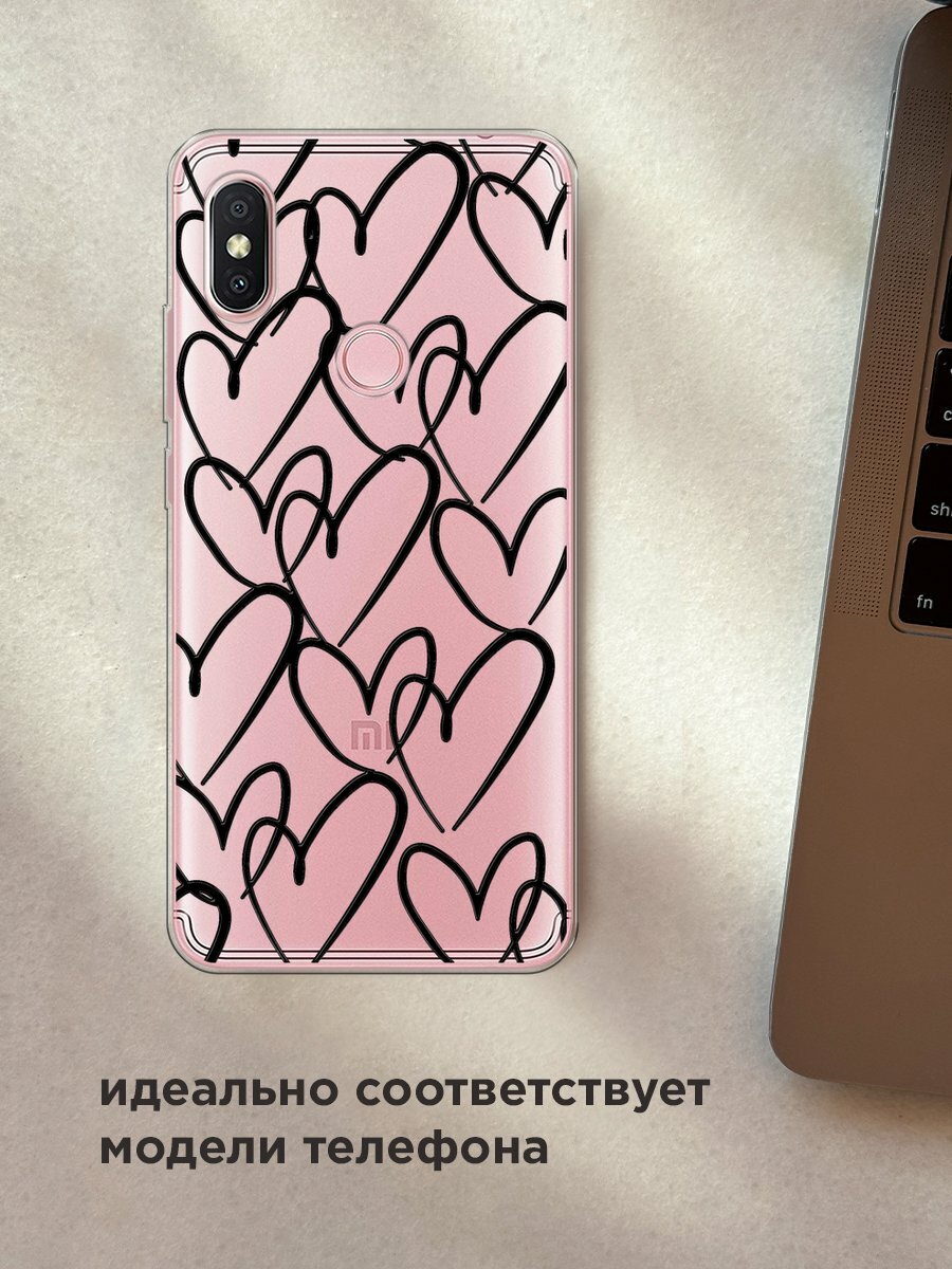 Чехол на Xiaomi Redmi S2 (Redmi Y2) / Сяоми Редми С2 (Редми Y2) с принтом "Hearts doodle black 1" — фото 1