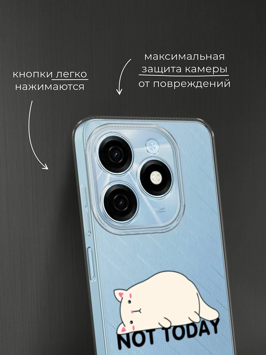Чехол на Tecno Spark 20 / Текно Спарк 20 с принтом "Cat not today", прозрачный — фото 1