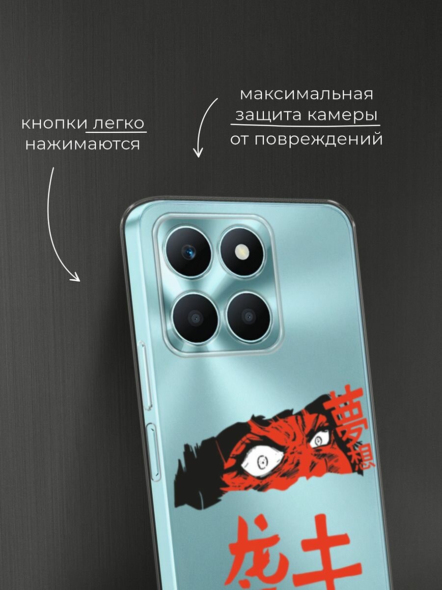 Чехол на Honor X6A / Хонор X6A с принтом "Anime attack", прозрачный — фото 1