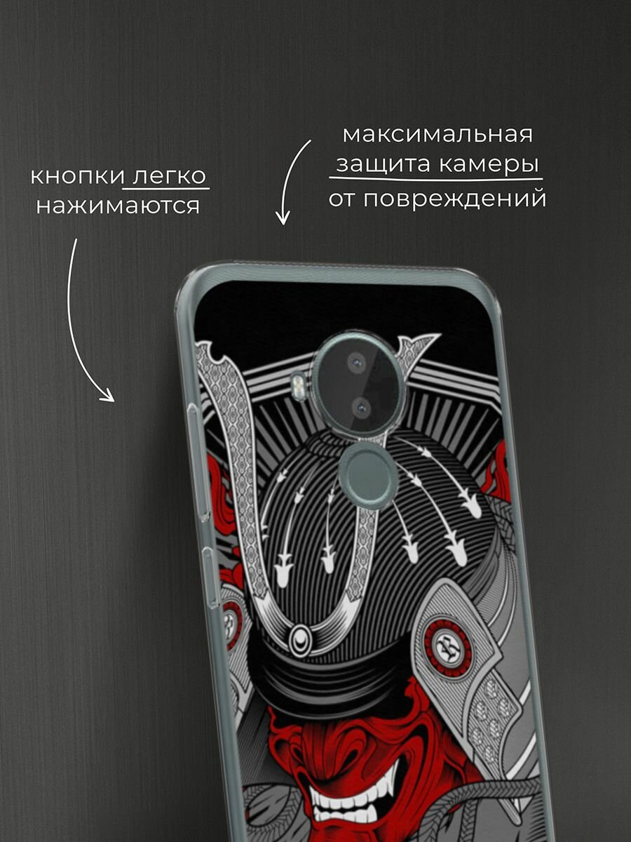 Чехол на Nokia C30 / Нокия C30 с принтом "Красная маска самурая" — фото 1