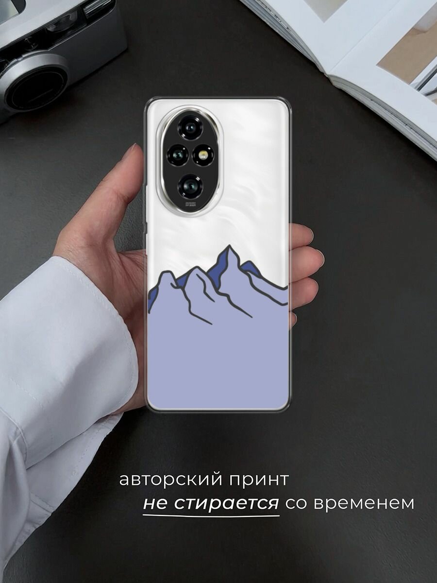 Чехол на Honor 200 Pro / Хонор 200 Про с принтом "Гора", прозрачный — фото 1