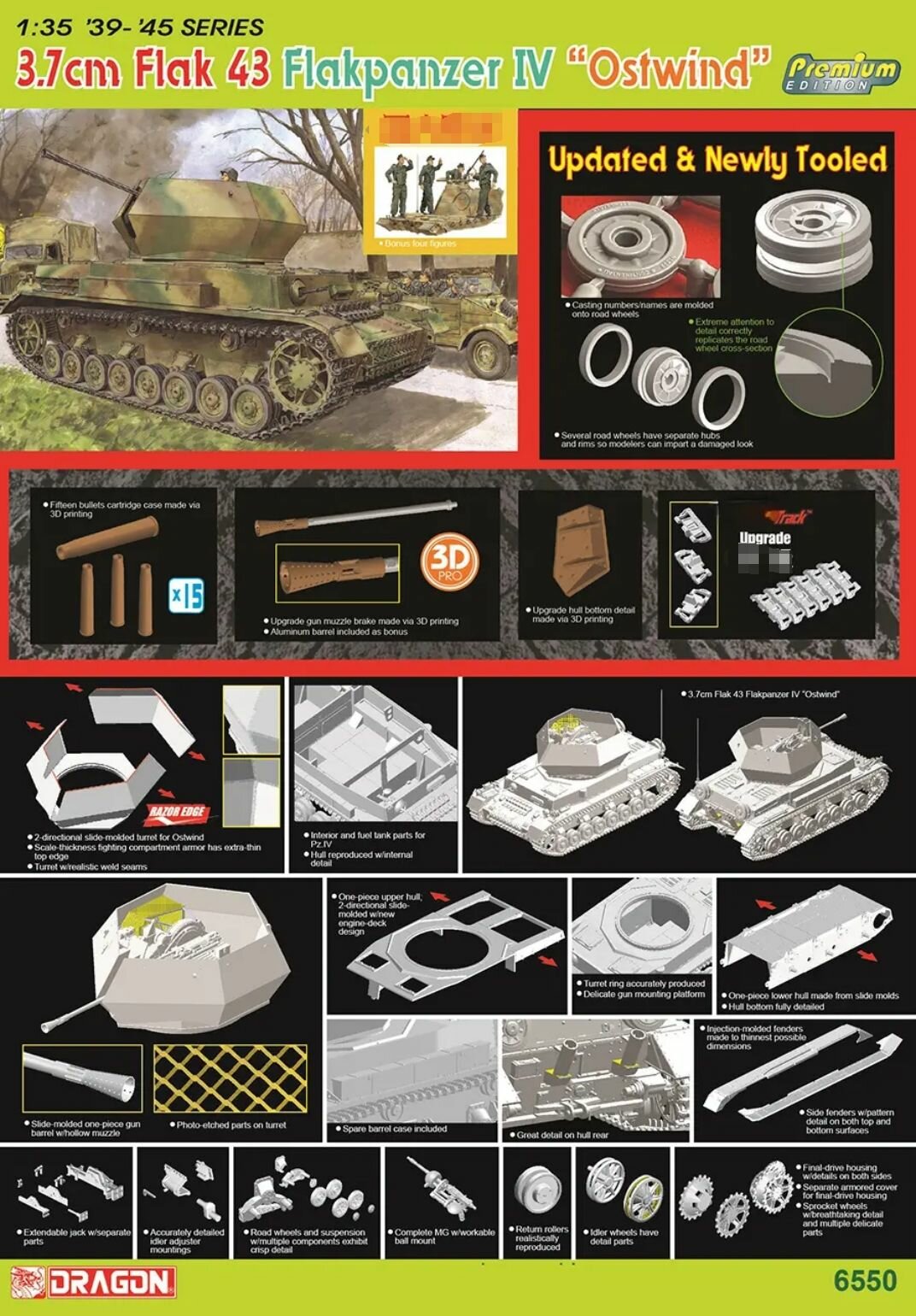 Dragon 6550 1/35 '39- 45 SERIES 1/35 3.7cm FlaK 43 Flakpanzer IV Ostwind сборная модель танка