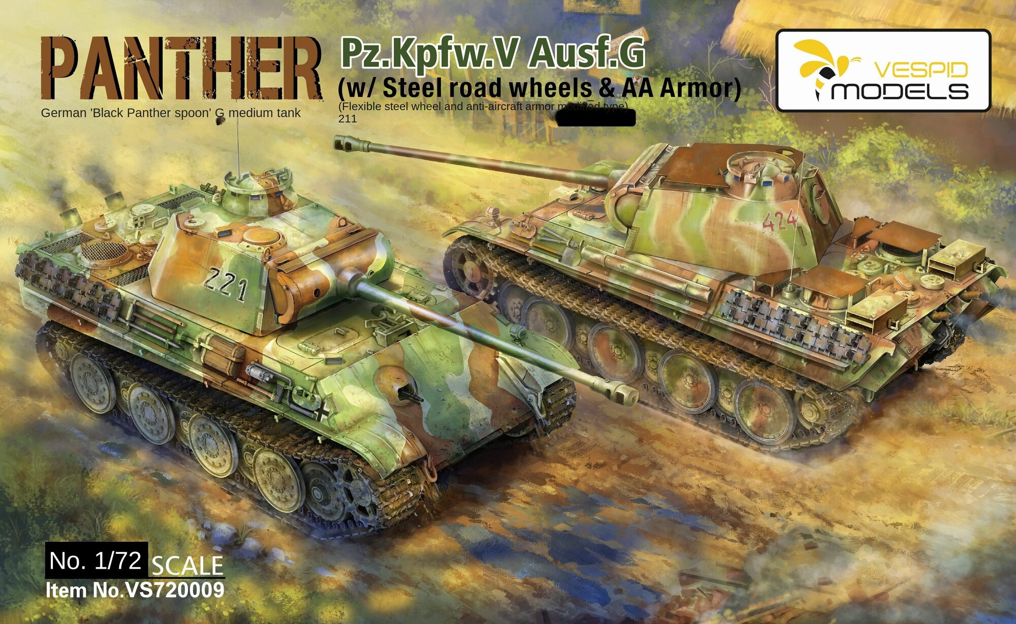 VS720009 1/72 Pz.Kpfw.V Panther Ausf.G Модель сборки танков (со стальными колесами и броней АА) 2 в 1