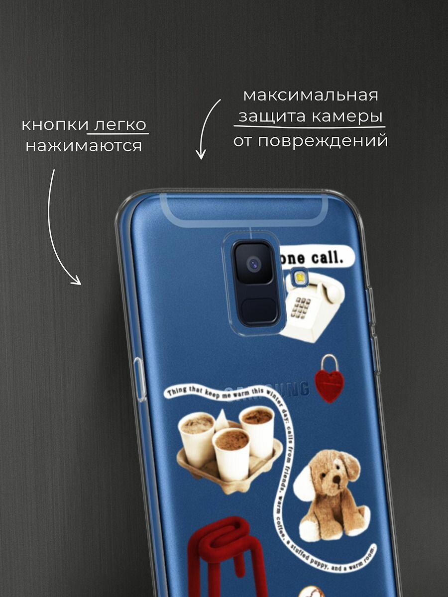 Чехол на Samsung Galaxy A6 / Самсунг Галакси А6 с принтом "Phone call", прозрачный — фото 1