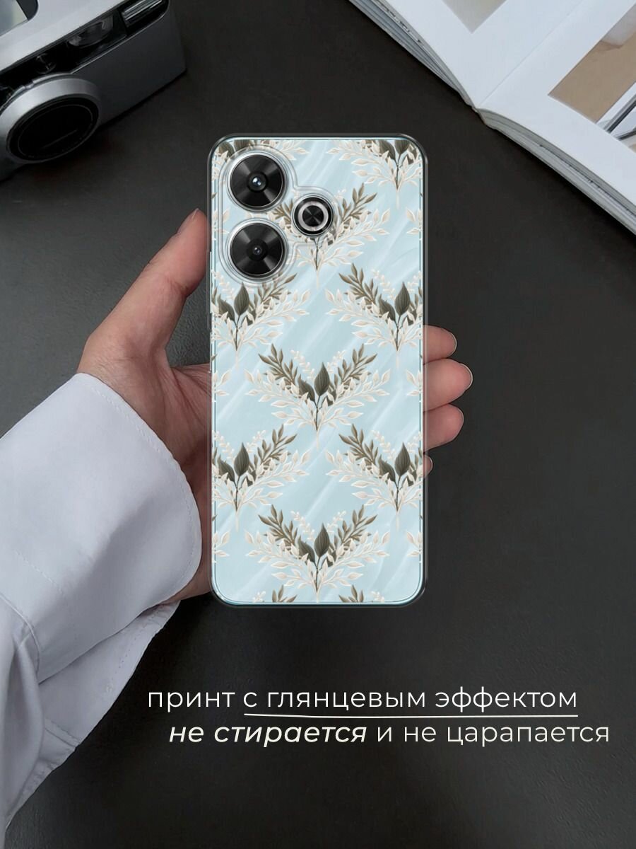 Чехол на Сяоми Редми Ноут 13R/Редми 13/Поко М6 4G/M6 Плюс с принтом "Хрупкая листва" — фото 1