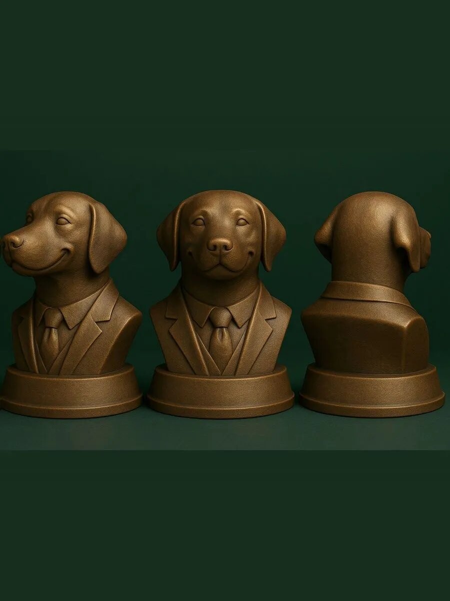 Собака Лабрадор в костюме(10см, коричн. металлик) Верный друг