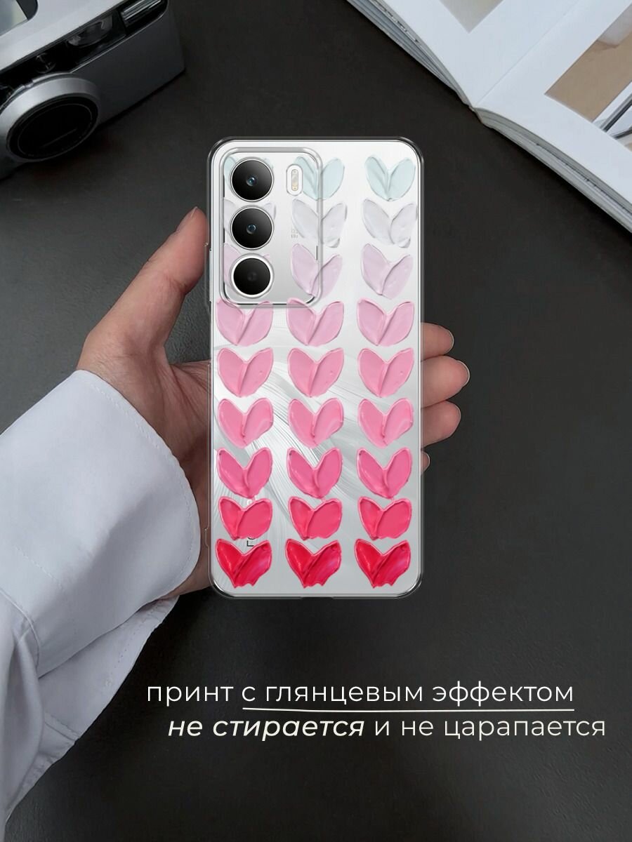 Чехол на Realme C71/P3 Lite 4G / Реалми С71/P3 Лайт 4G с принтом "Градиент из сердечек" — фото 1