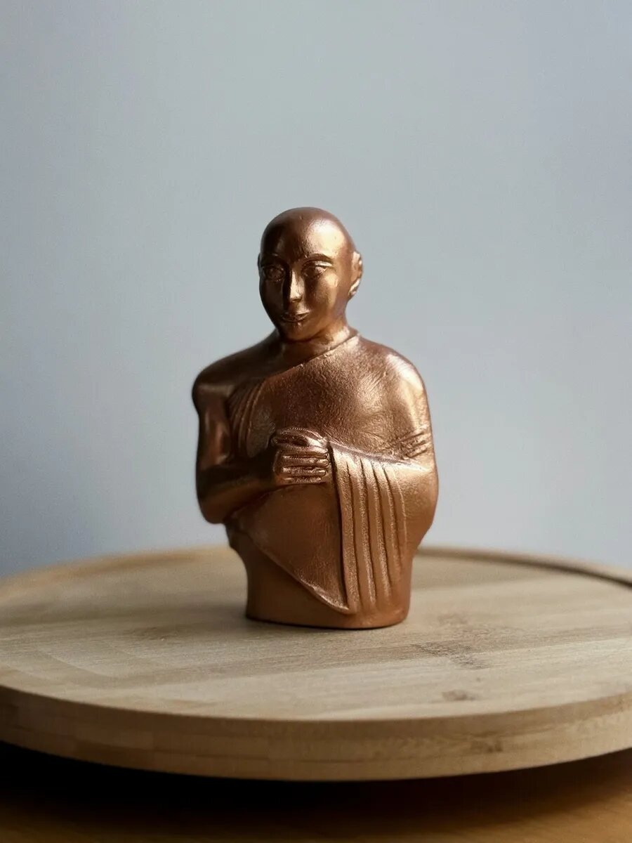 Статуэтка Монах, 13 см, бюст из гипса в бронзовом цвете, ручная работа — фото 1