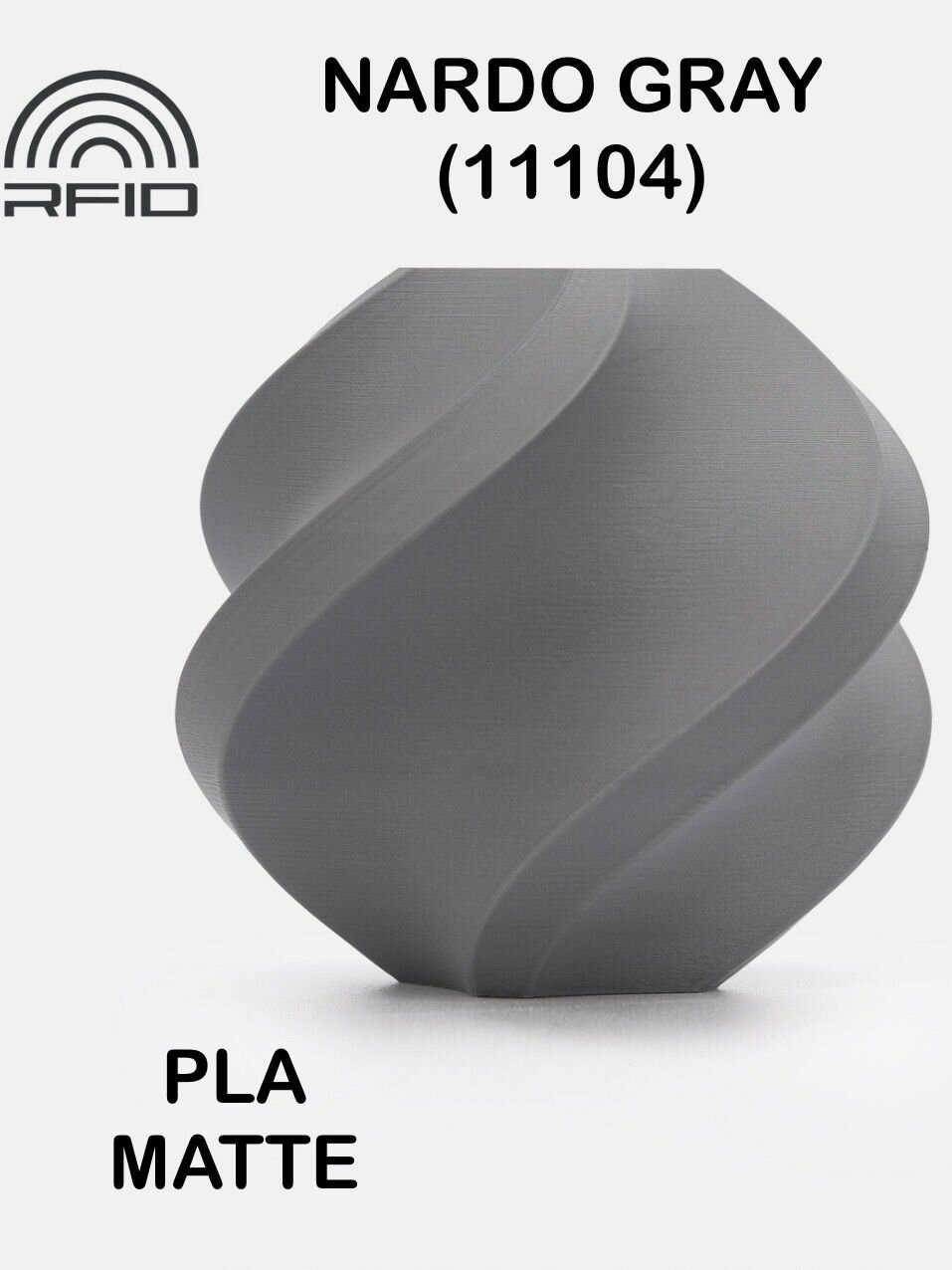 Филамент Bambu Lab PLA Matte Nardo Gray (серый) 11104 / Матовый пластик для 3D принтера , 1 кг без катушки