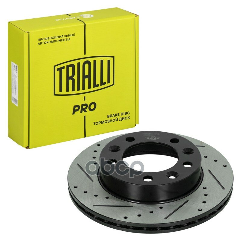 Диск тормозной для автомобилей ГАЗ 2217 Соболь d=300 PRO (перфорированный / слотированный / окрашенный) | перед | Trialli арт.
