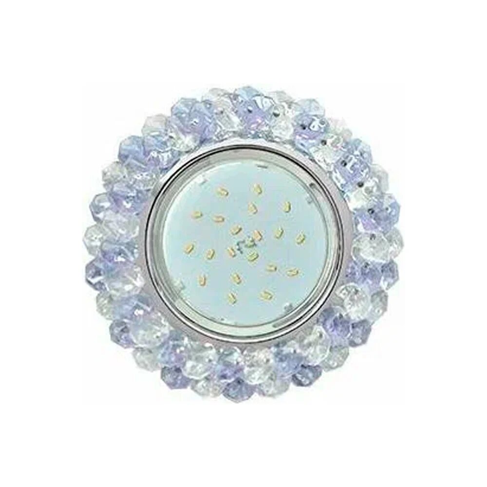 Светильник Ecola Gx53 h4 5341 glass круглый, с хрусталиками, прозрачный и аметист /хром 56x120 (к+) FP53RYECB