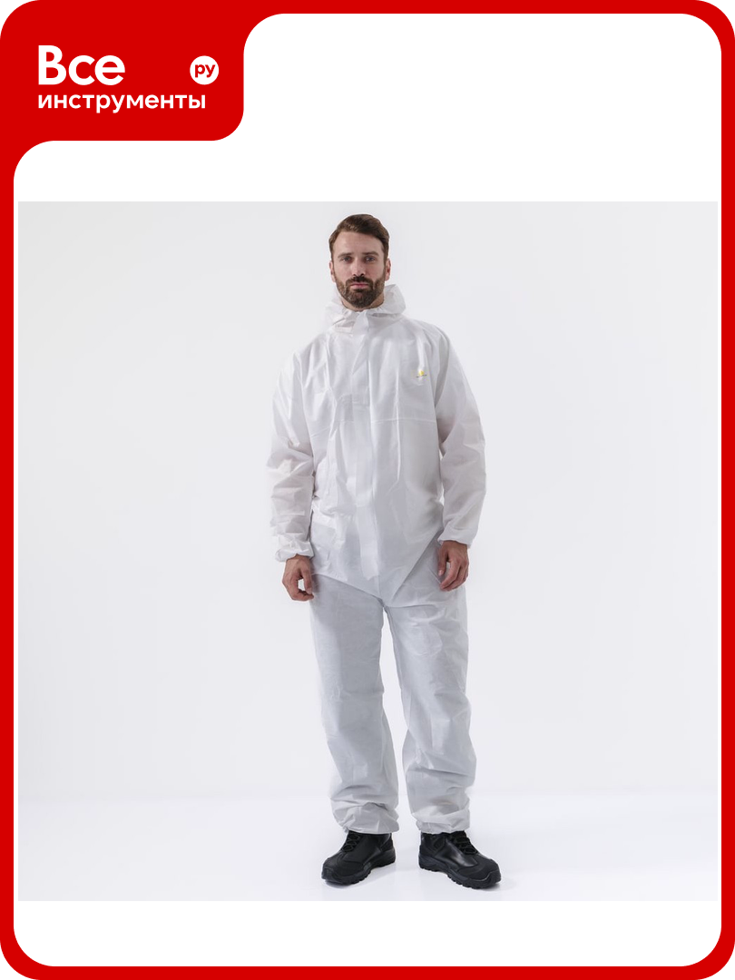 Комбинезон Delta Plus DT215 р. M DT215TM, антистатический защитный с капюшоном, мужской, белый, молния