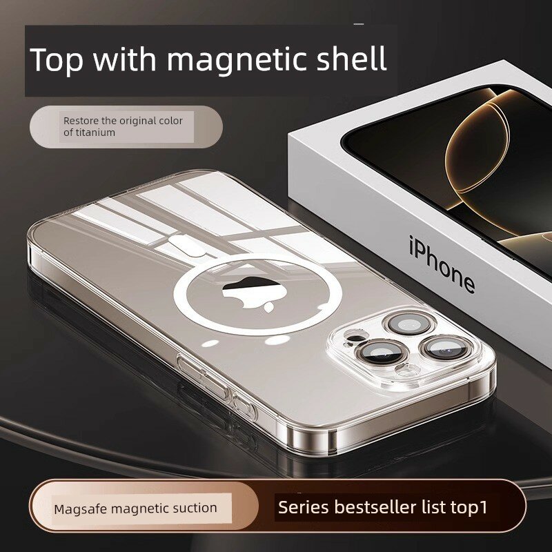 Чехол Magsafe с титановым натуральным цветом для iPhone 16 Pro Max, ультратонкий, полная защита
