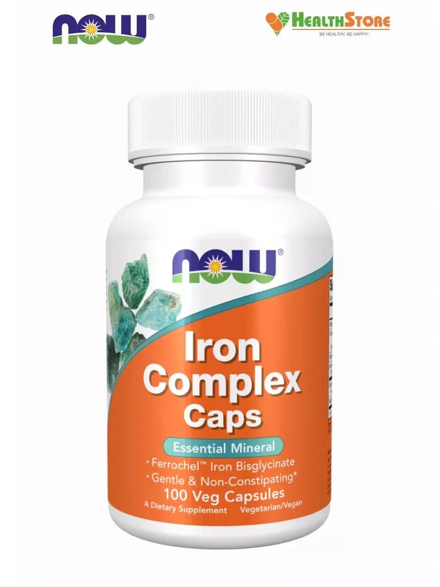 NOW Iron Комплекс 100 капс. , повышает тонус, укрепляет иммунитет