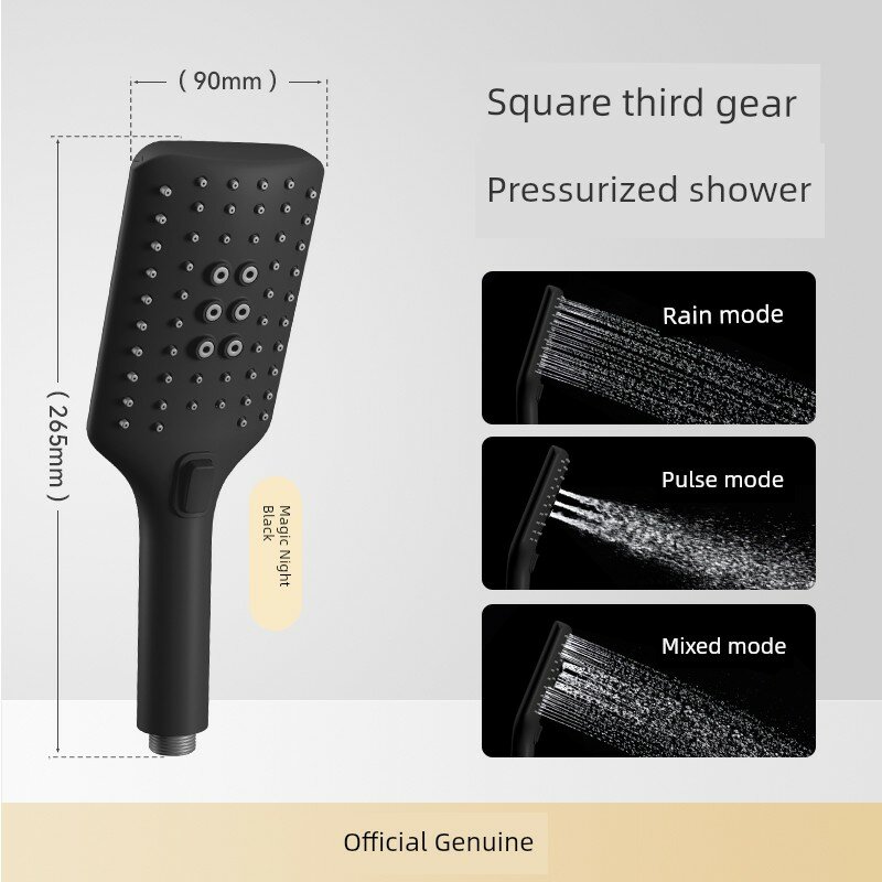 Душевая лейка с большой панелью, черная, с эффектом водопада, три режима, 15 см, высокая подача воды, смеситель,