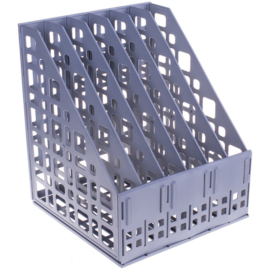 Лоток вертикальный пластик А4 240мм 6отд. серый сборный СТАММ ЛТ86 шт