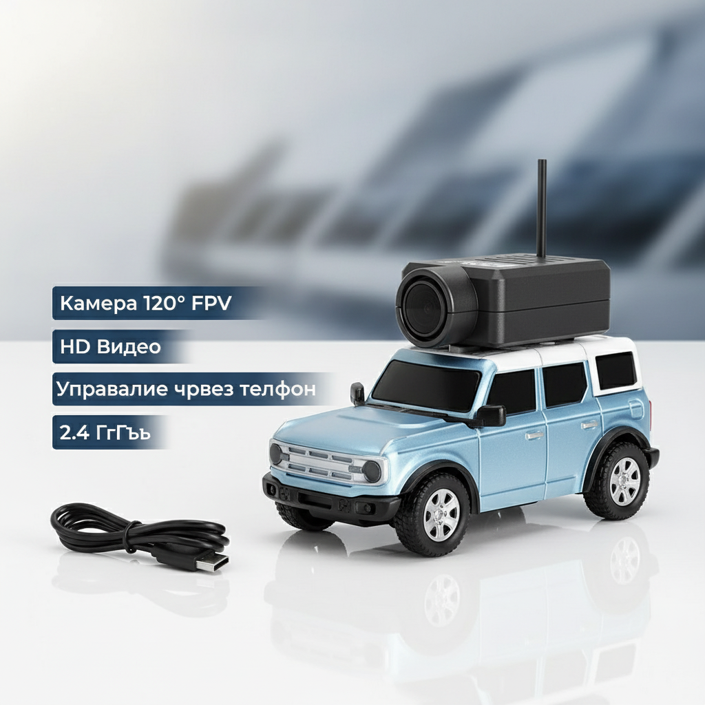 Радиоуправляемый автомобиль WLtoys Mini 6405, 1:64, с камерой, широкоугольный, 2,4ГГц