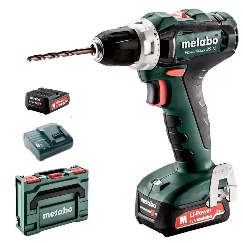 Аккумуляторная дрель-шуруповерт Metabo POWERMAXX BS 12 2.0Ач х2 кейс (601036500)