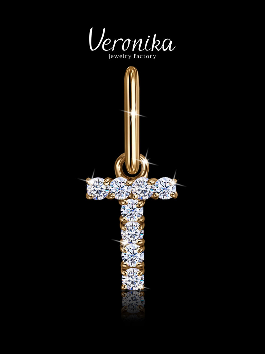 Подвеска, серебро, 925 проба, золочение, фианит