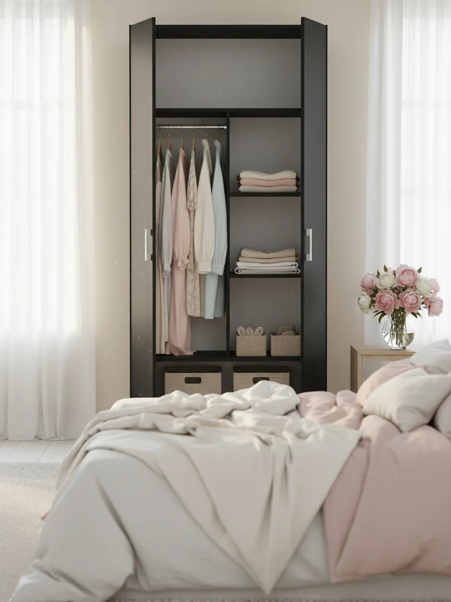 В прихожую спальню деревянный шкаф FRESTER с полками для одежды, от производителя