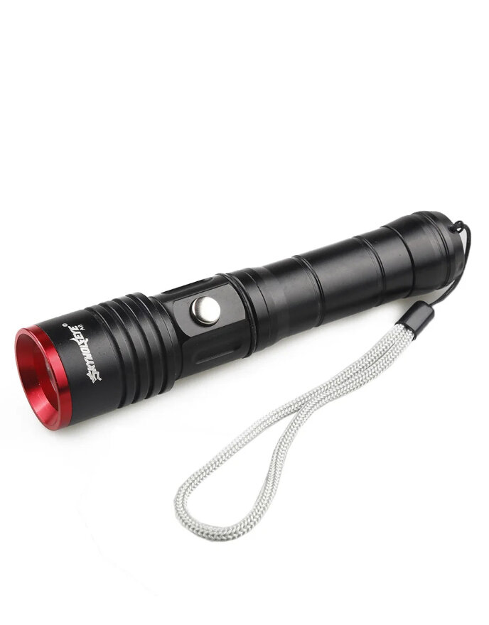 Водонепроницаемый алюминиевый Фонарик с красным Элементом, 3-режимный T6 LED 5000Лм.