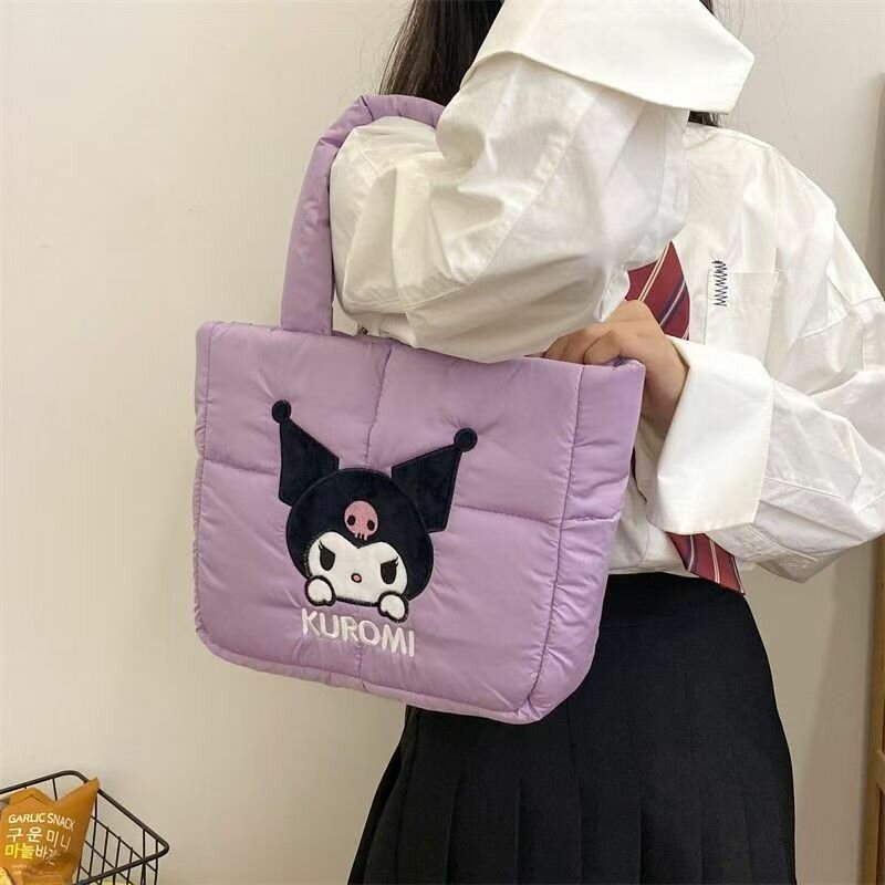 Фиолетовая сумка-шопер Sanrio Kuro-chan для девочек, модный дизайн, большая вместимость, 28x23x10см