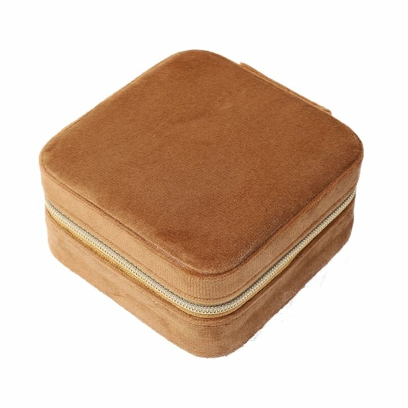Бархатная шкатулка для драгоценностей, дорожные портативные фланелевые чехлы на квадратной молнии, модный держатель подарков, кольцо, серьги