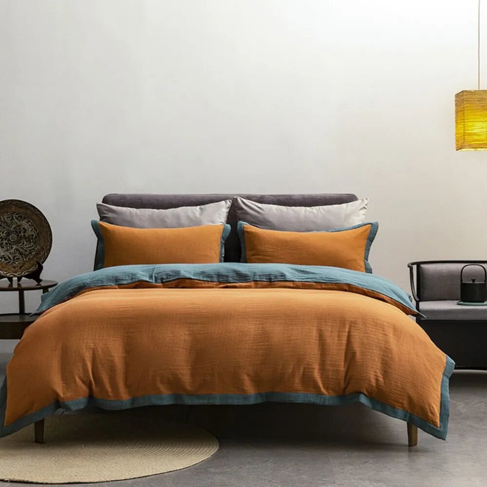 Pantera Home Комплект постельного белья, Муслин, Двуспальный с простыней Евро, наволочки 50x70