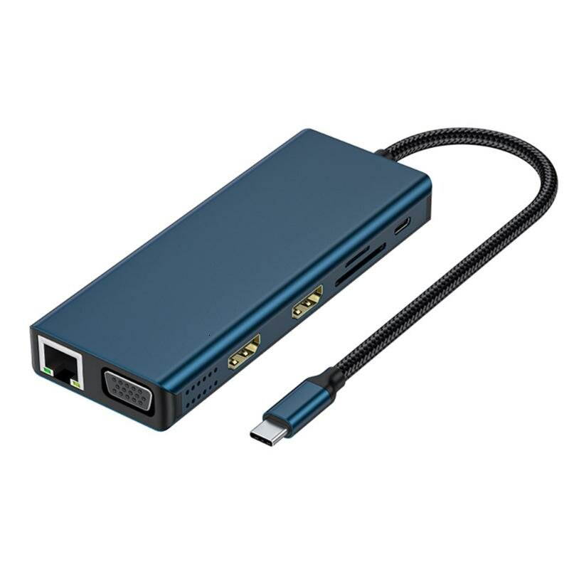 Док-станция USB-C 13 в 2 с поддержкой двух мониторов, Синий