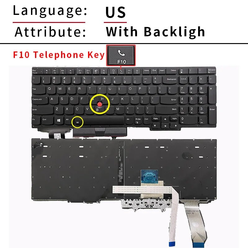 Клавиатура для ноутбуков LENOVO ThinkPad E15 R15 GEN2/E15 Gen 2 Gen 3 Gen 4/E15 2nd Gen 2/E15 2nd Gen 3/E15 2nd Gen 4 (US/RU раскладка)