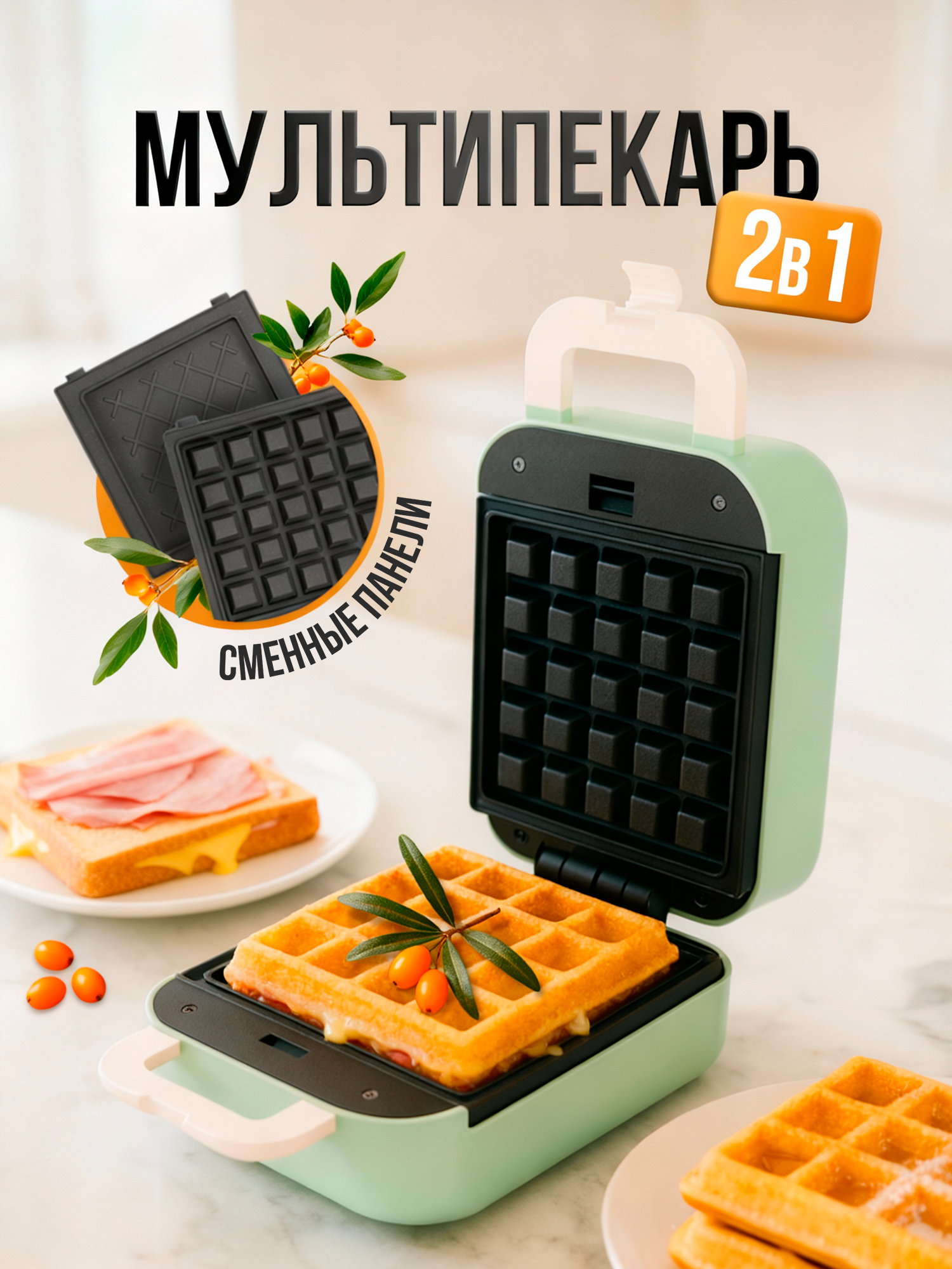 Мультипекарь iSottcom, вафельница, электрическая, со сменными панелями