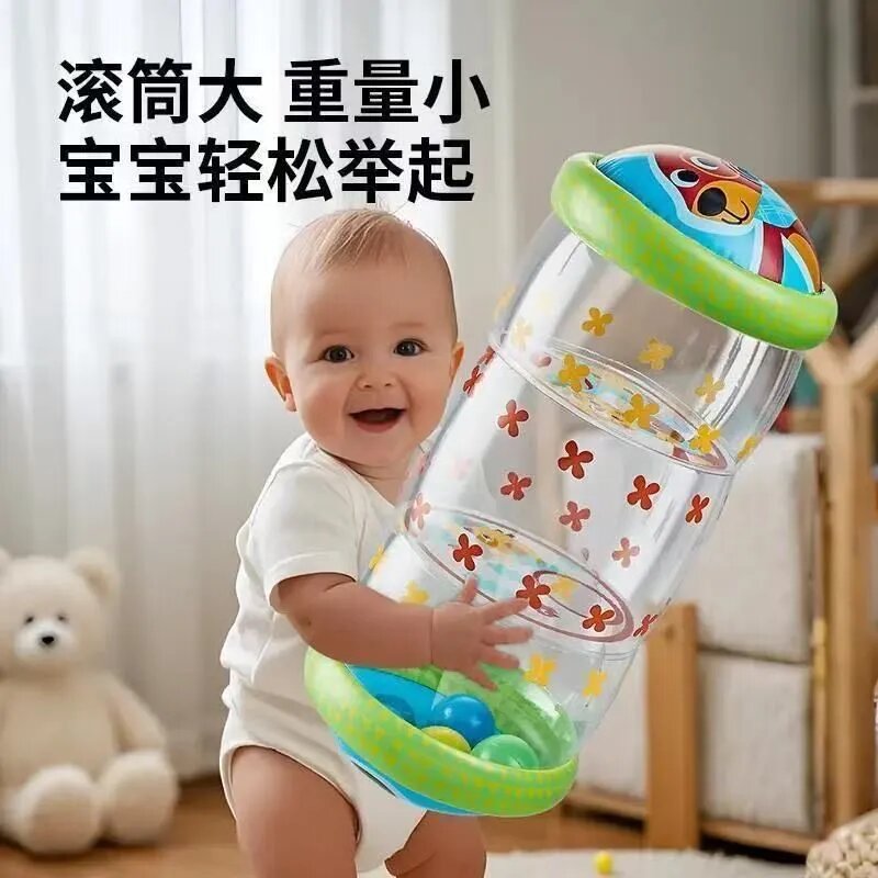 Развивающий надувной валик для малыша, с шариками