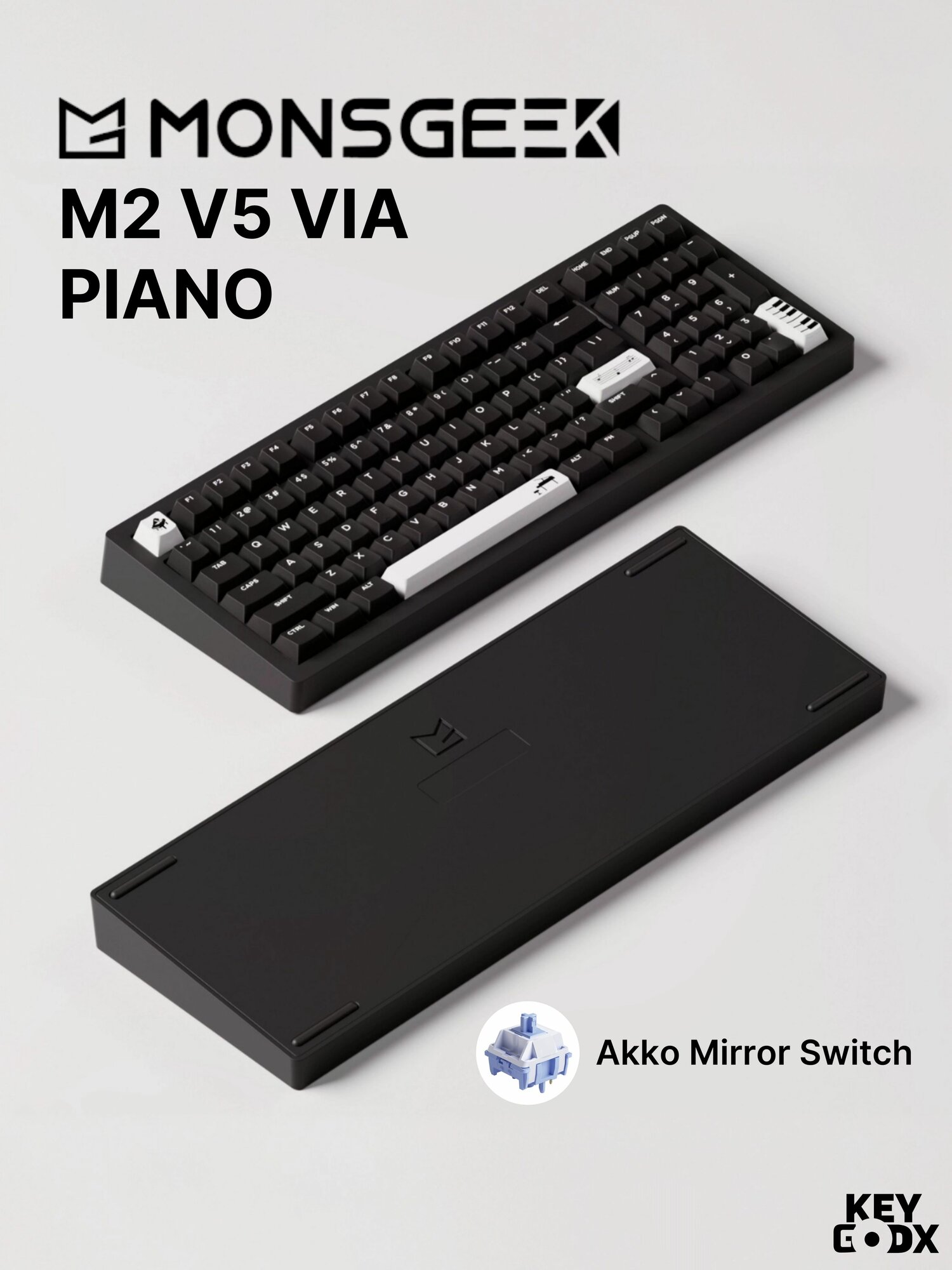 Игровая клавиатура MonsGeek M2 V5 VIA Black Piano, (Akko Mirror Switch), Беспроводная, Английская раскладка, Черная