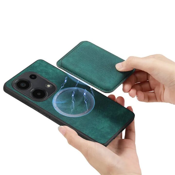 Кожаный магнитный чехол Green для Xiaomi Redmi Note 15A