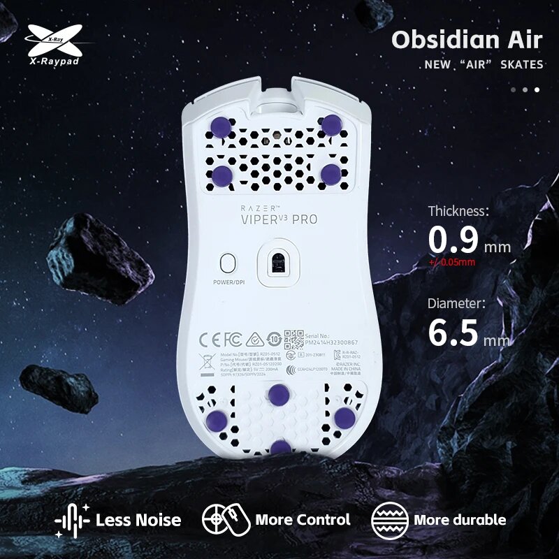 X-Raypad Obsidian Air Skates для Razer Viper Pro, D6.5mm Dots
