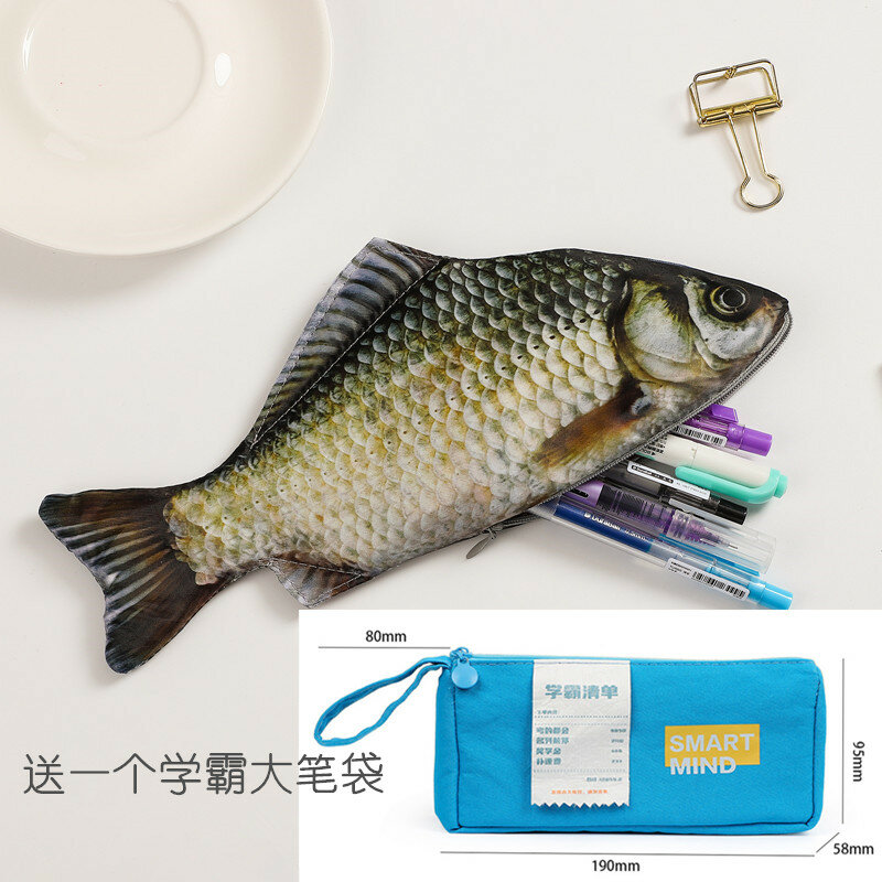 Корейский стиль канцелярии, настоящая имитация пенал-шейкера, пенал с соленой рыбой, свежий пенал, необычный пенал с морской рыбой Yinwen