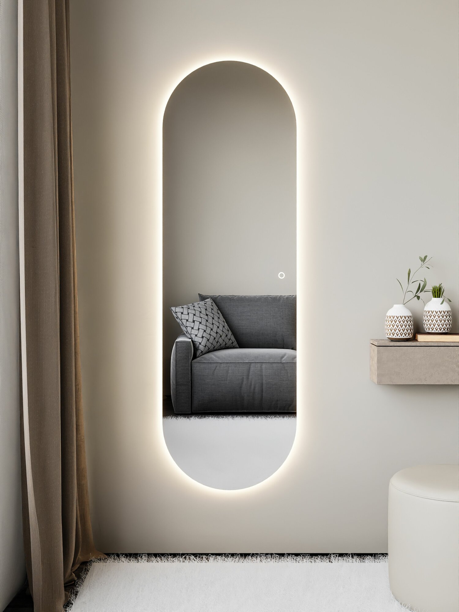 Зеркало настенное 160х50 см. BLX MIRROR М6 фигурное сенсорное