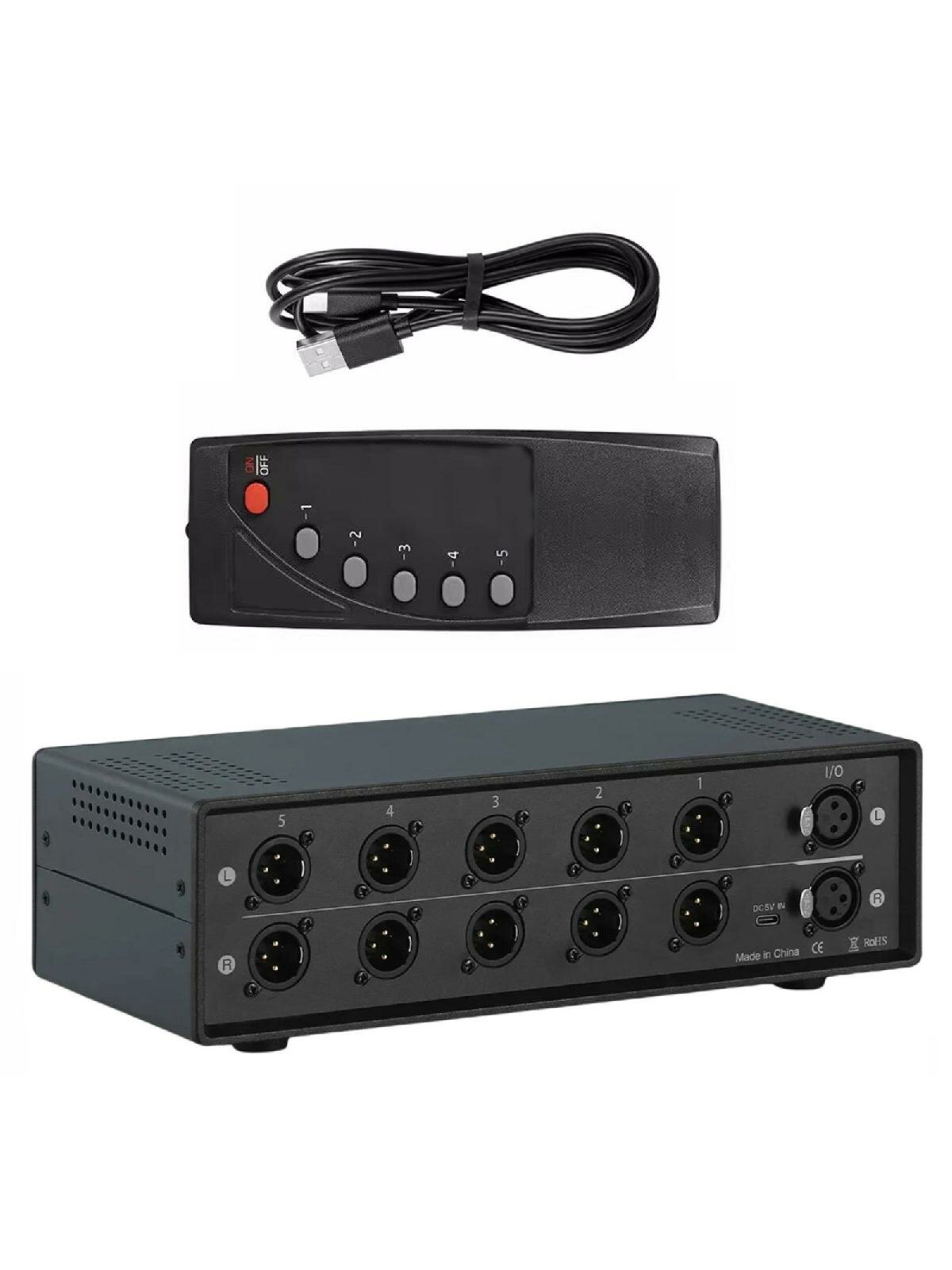 XLR XLR сбалансированный переключатель стереозвука 1 в 5 выходах 5-полосный разветвитель