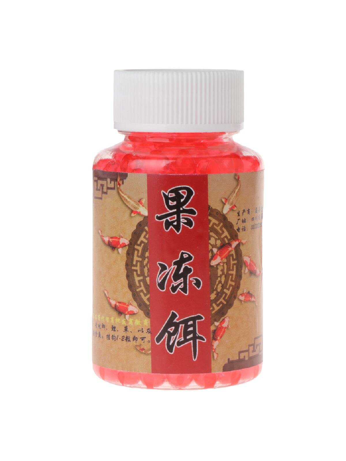 1 бутылка желейной приманки для дикой рыбалки, около 4 мм, и 450 кусочков корма для рыб